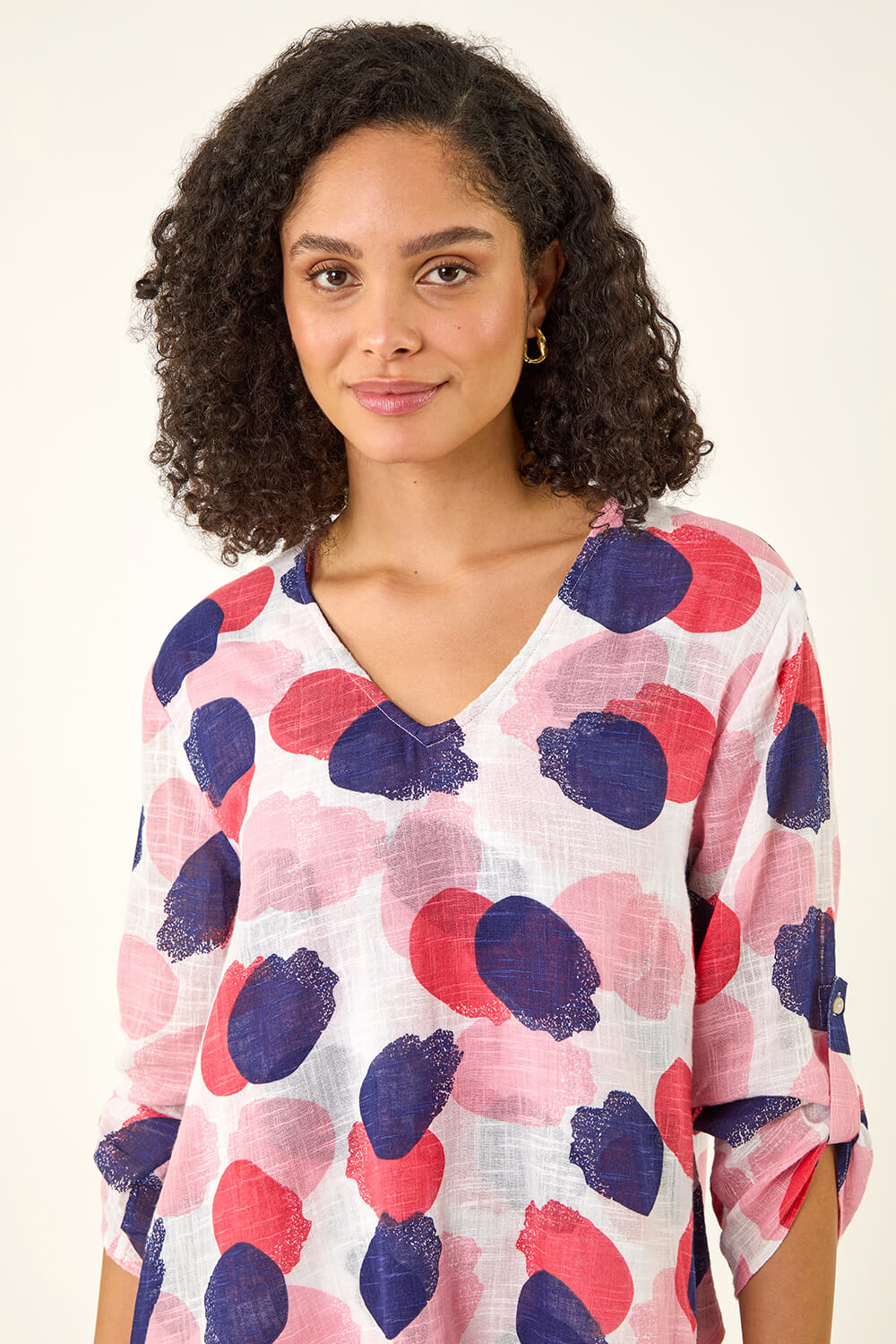 Pink Abstract Wrap Hem Top | Roman UK