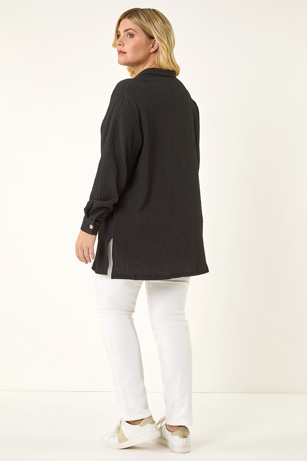Black Curve Textured Blouse | Roman UK