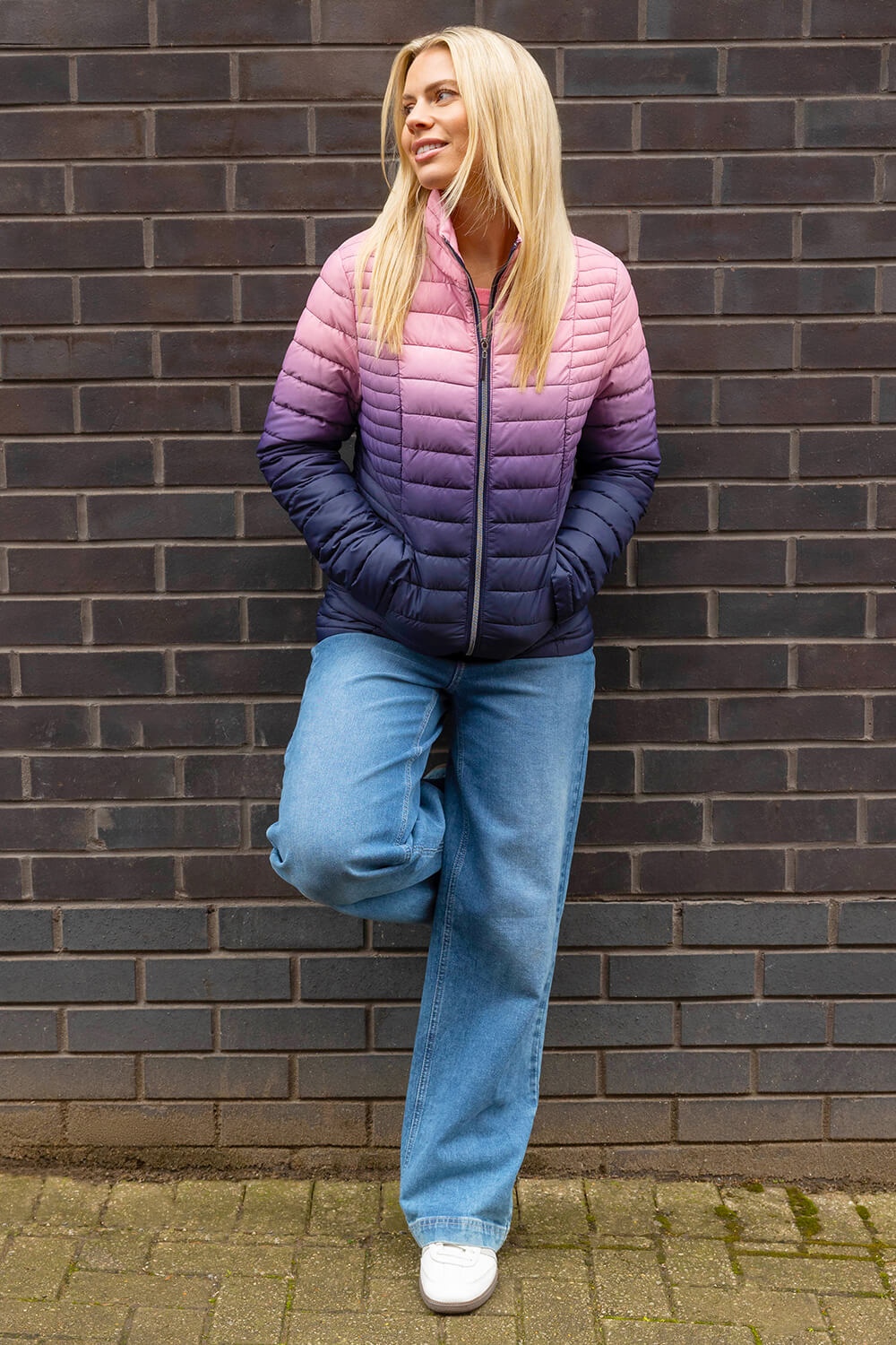 Purple Ombre Funnel Neck Padded Coat | Roman UK