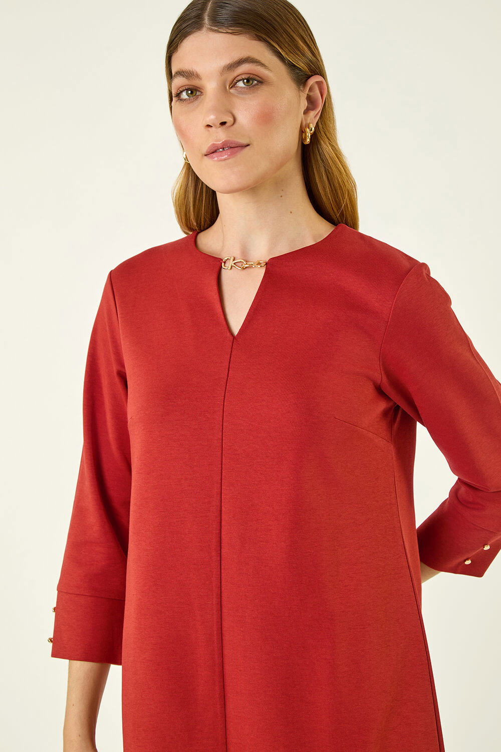 Rust Keyhole Chain Shift Dress | Roman UK
