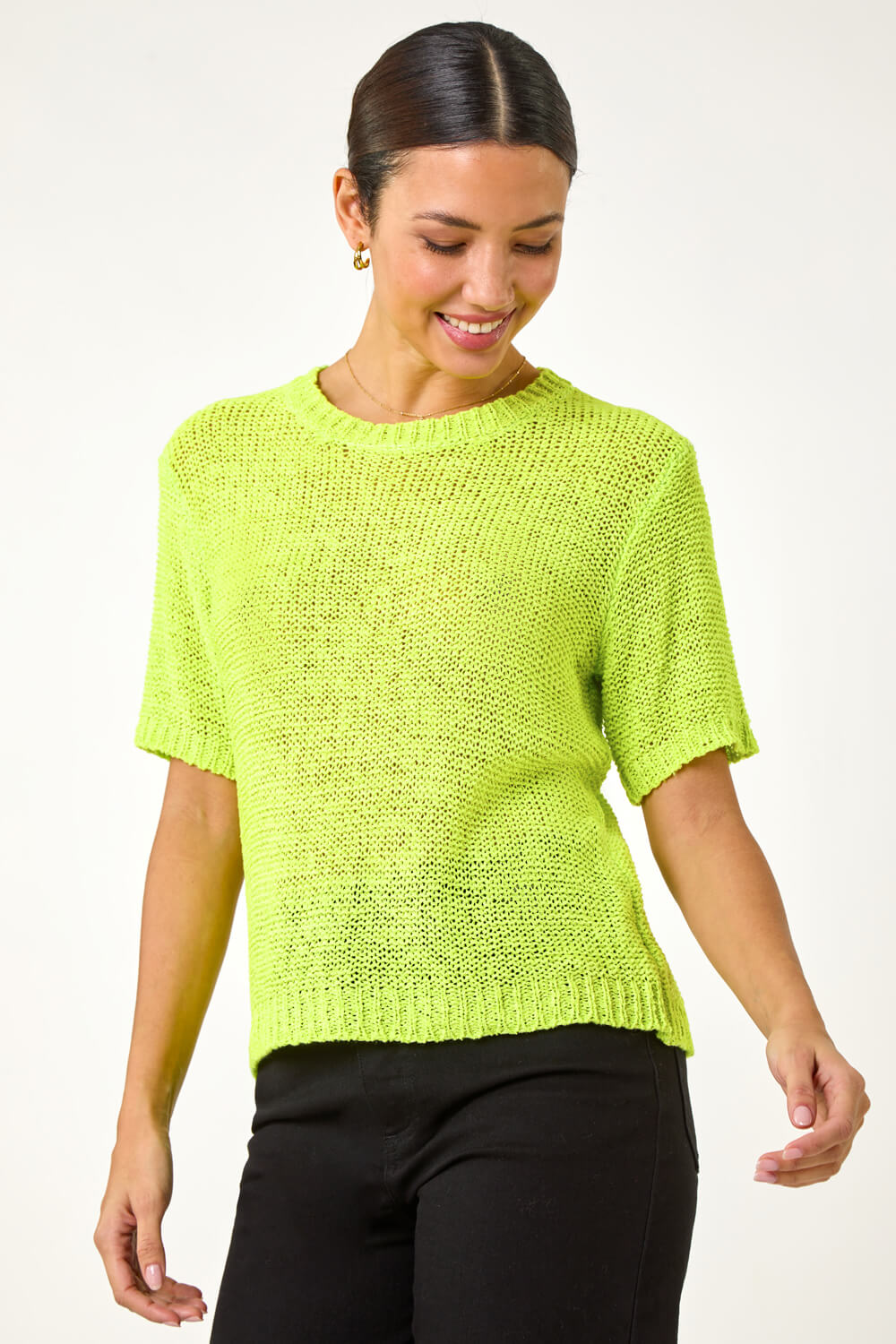 Lime Textured Knit Top | Roman UK