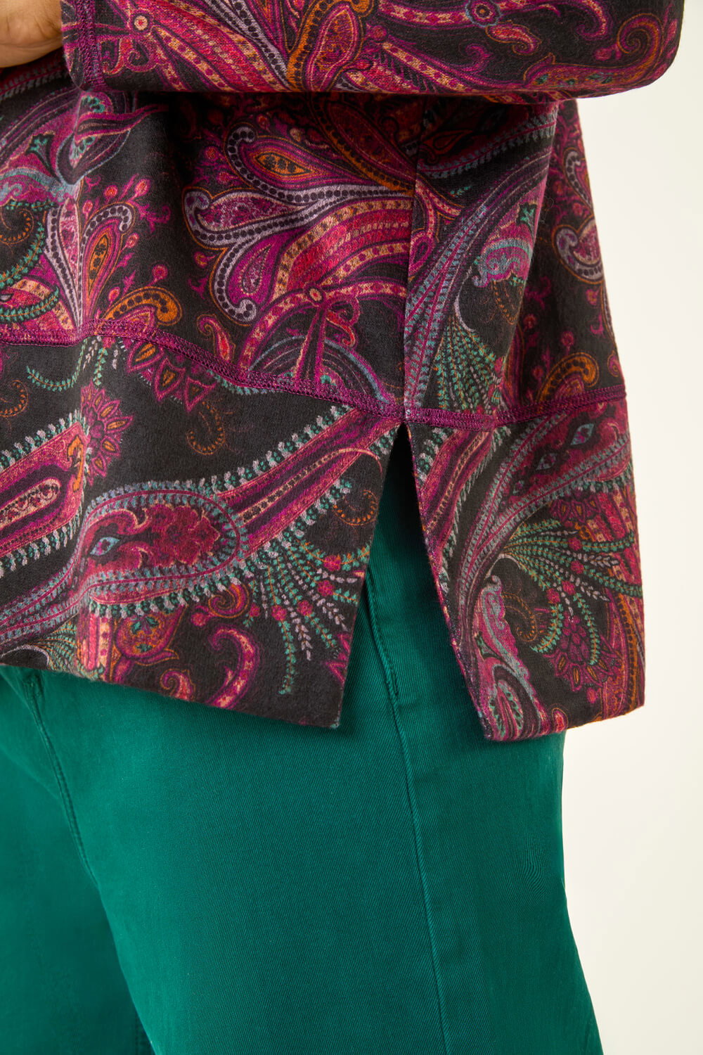 Red Paisley Print Snit Top | Roman UK