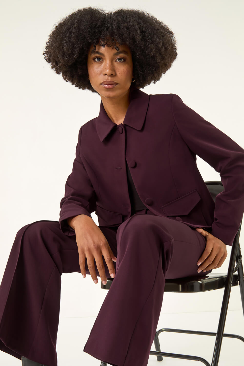 Burgundy Smart Buttoned Pocket Jacket | Roman UK