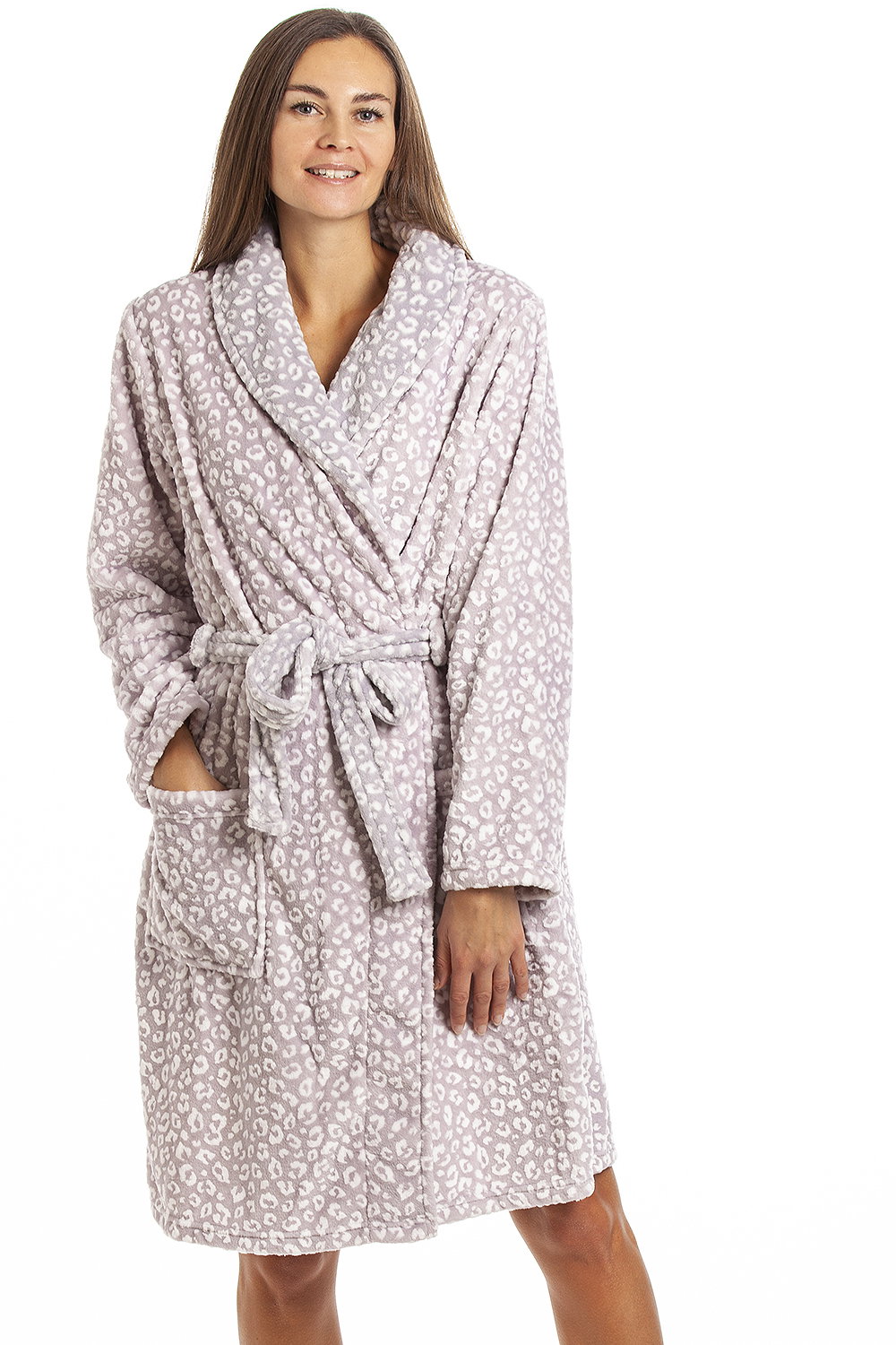 Supersoft Shawl Collared Leopard Print Bathrobe