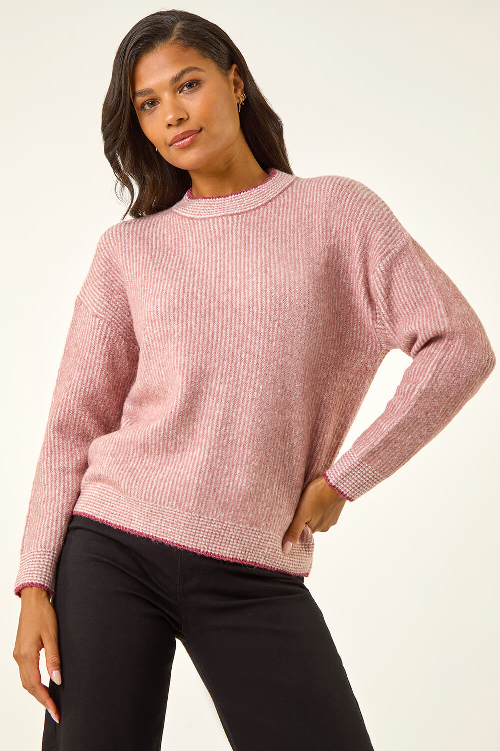 Rose Stitch Detail Soft Knit Jumper | Roman UK