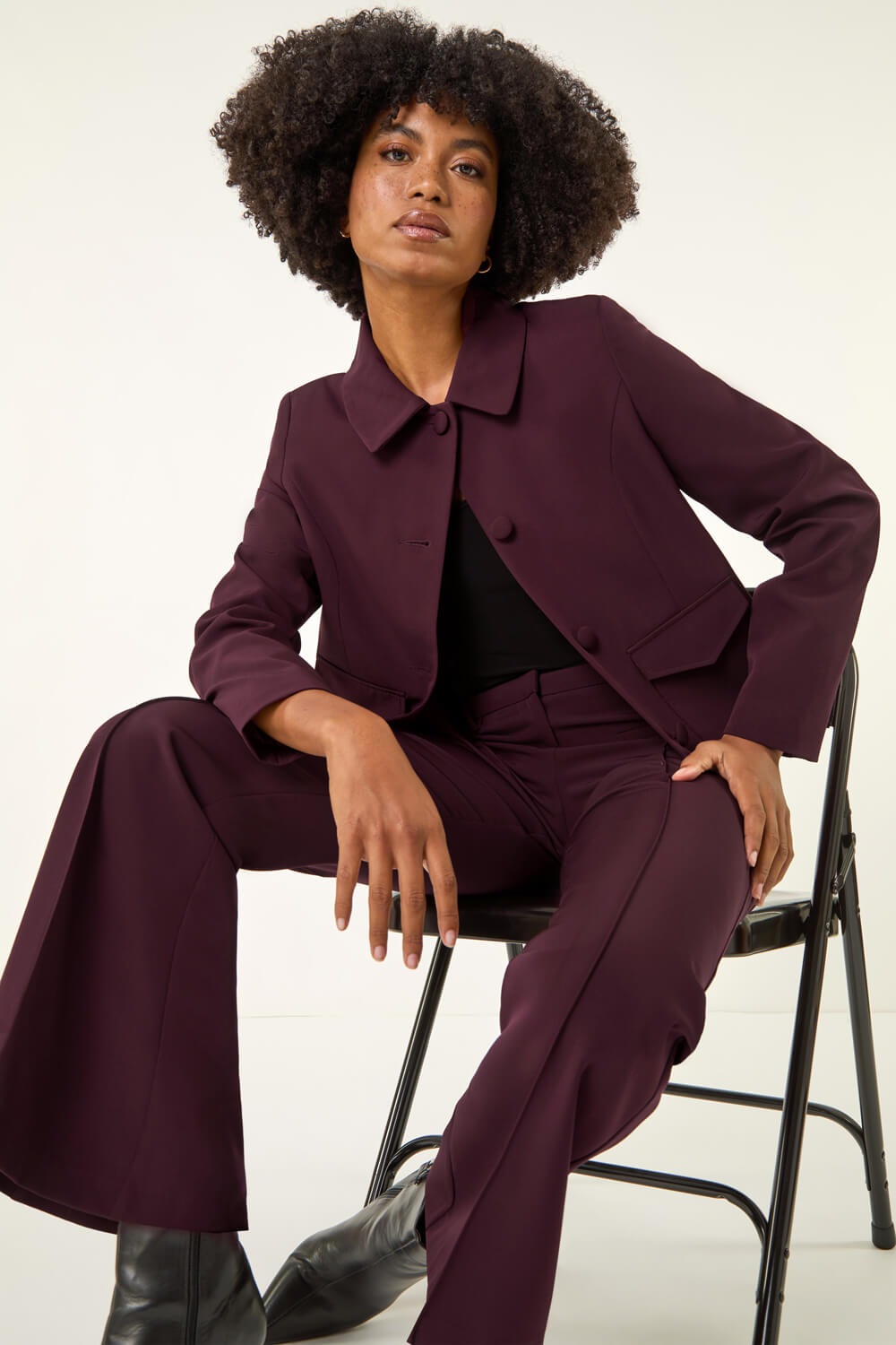 Wine Jet Pocket Bootleg Trousers | Roman UK