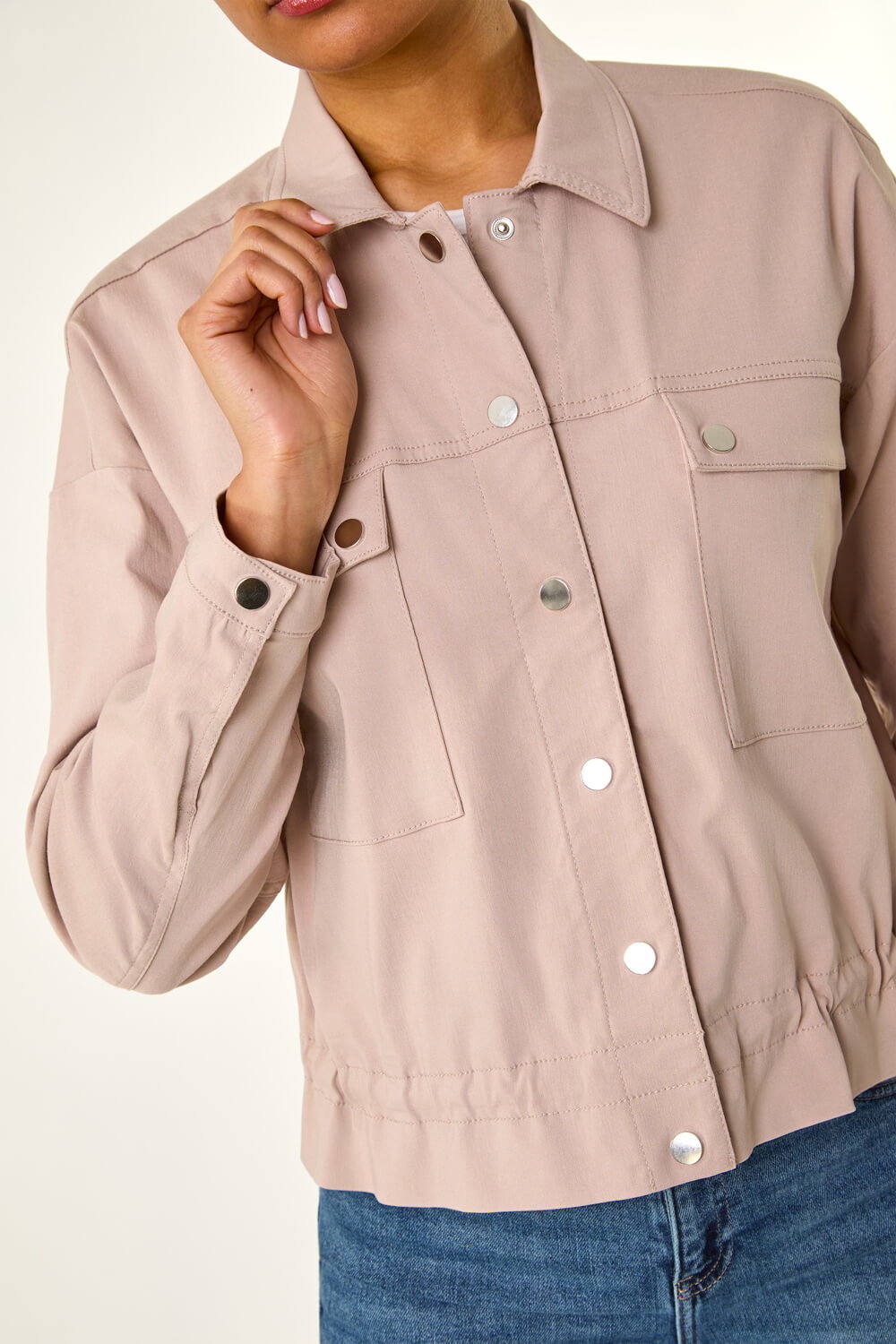 Stone Utility Collared Pocket Jacket | Roman UK