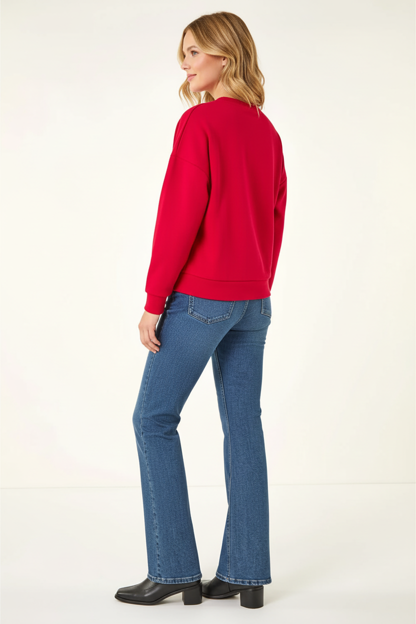 Red Placement Print Sweatshirt | Roman UK