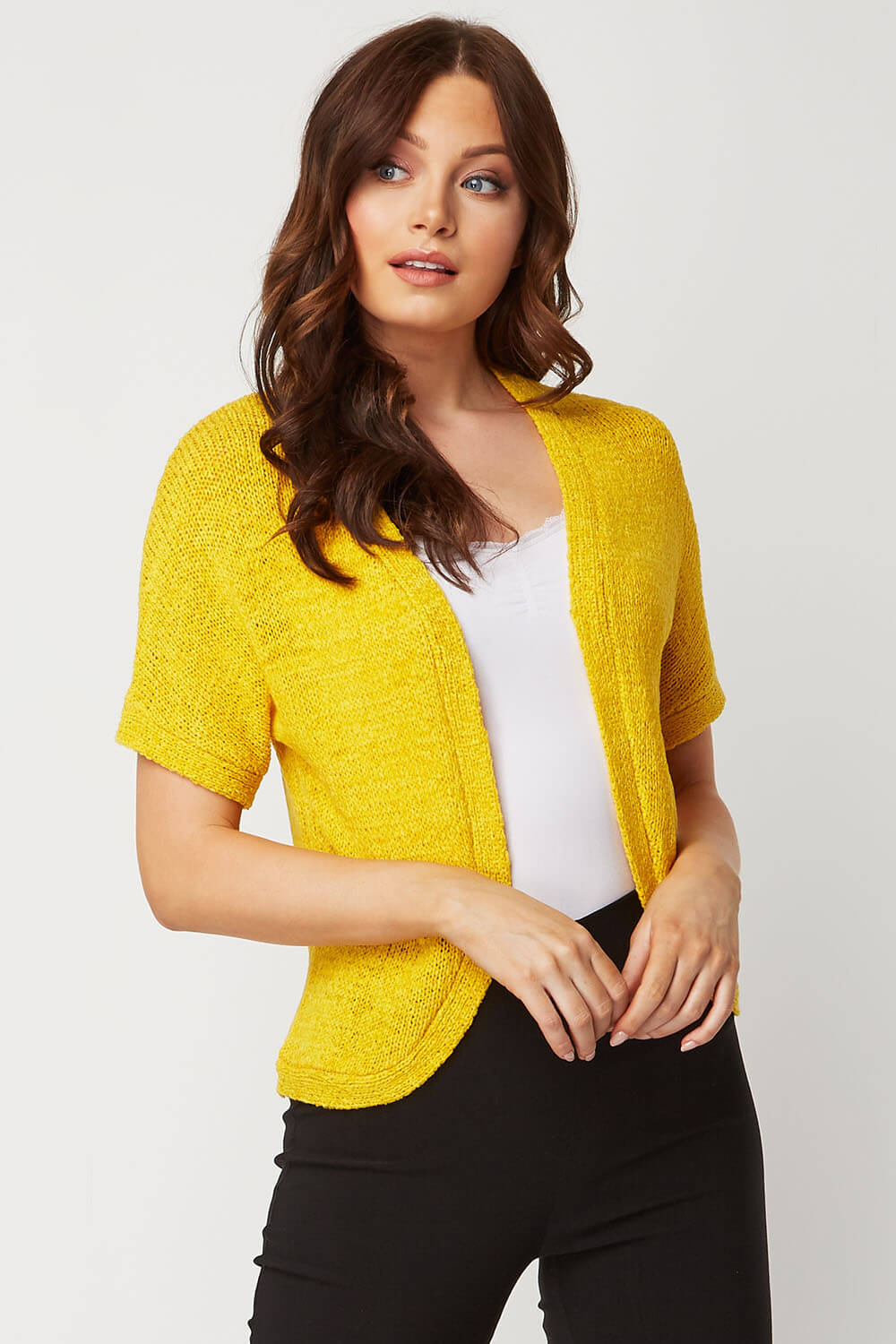 Tape Yarn Shrug in Yellow - Roman Originals UK