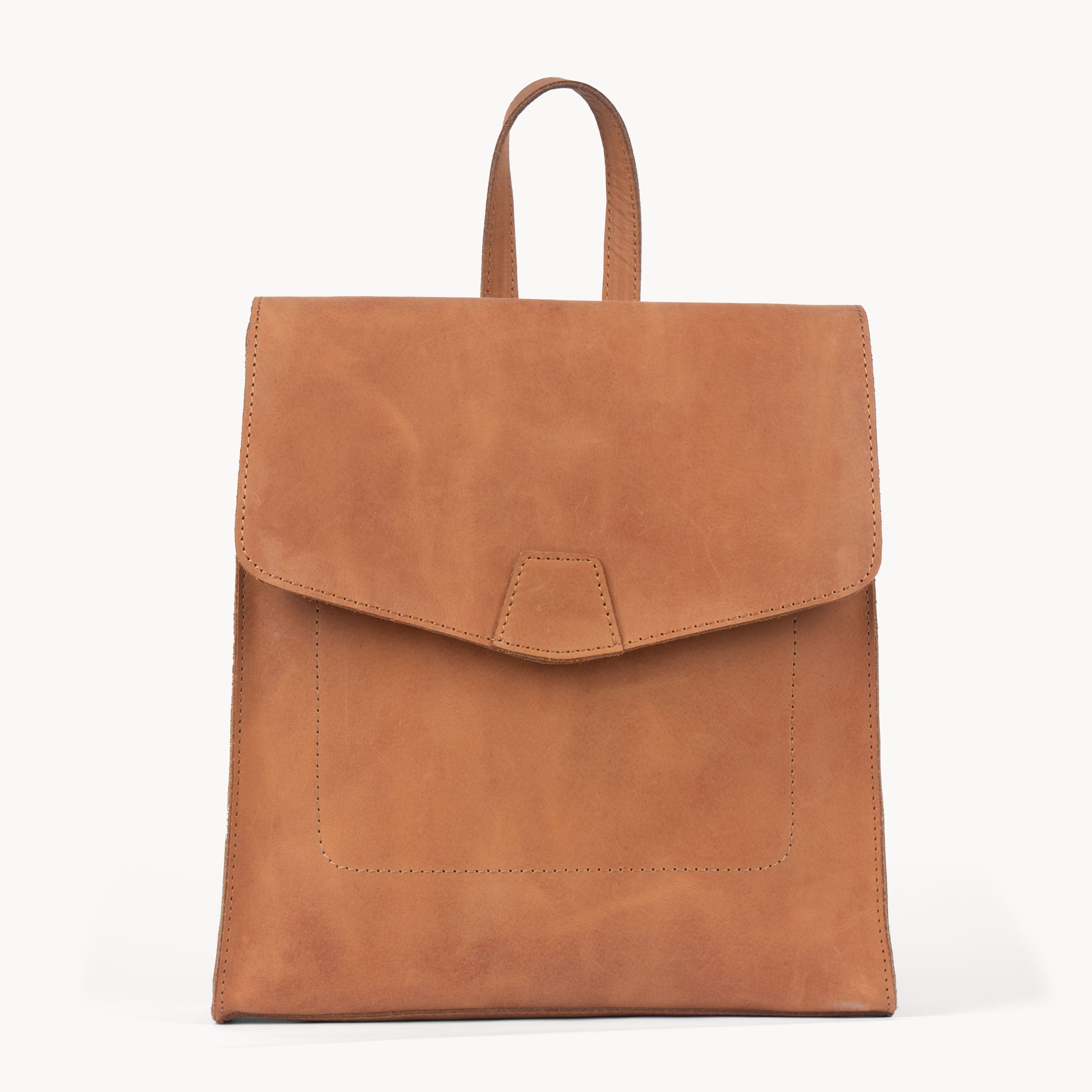 'MARGARET' Distressed Vintage Real Leather Flap Over Backpack