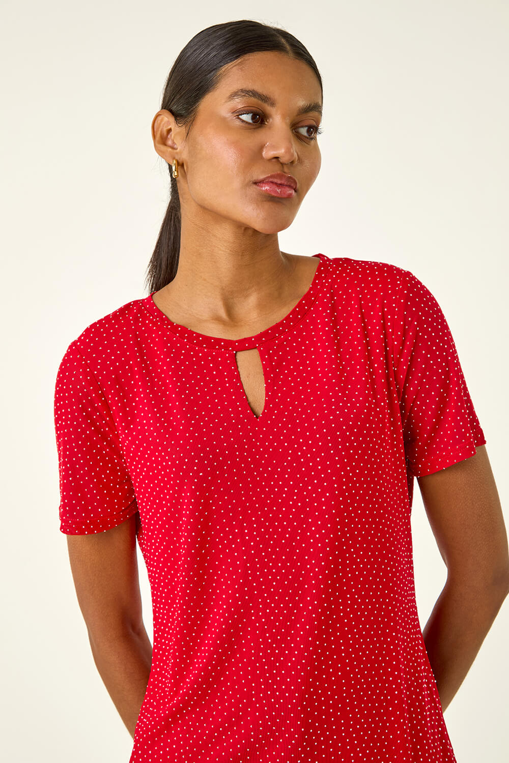 Red Hotfix Keyhole Stretch Top | Roman UK