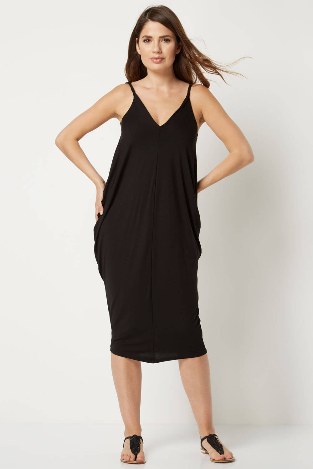 Jersey Slouch Dress in Black - Roman Originals UK