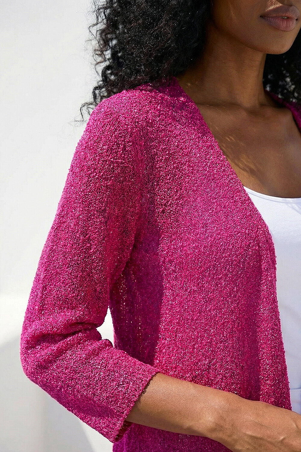 Cerise Textured Shimmer Knit Shrug | Roman UK