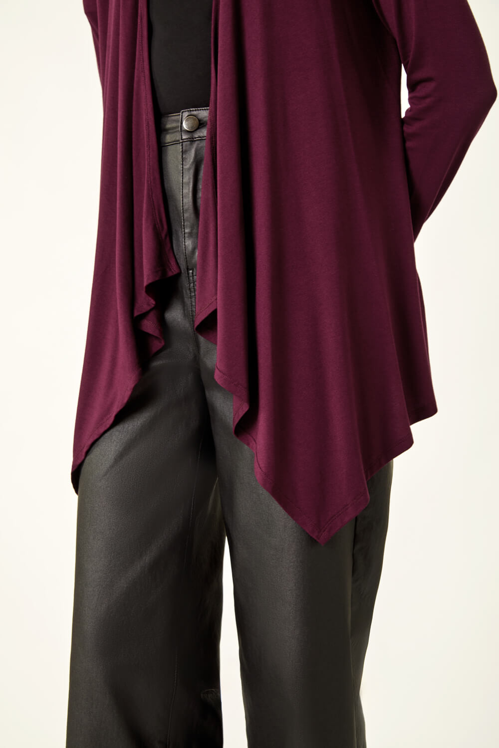 Burgundy Waterfall Stretch Cardigan | Roman UK