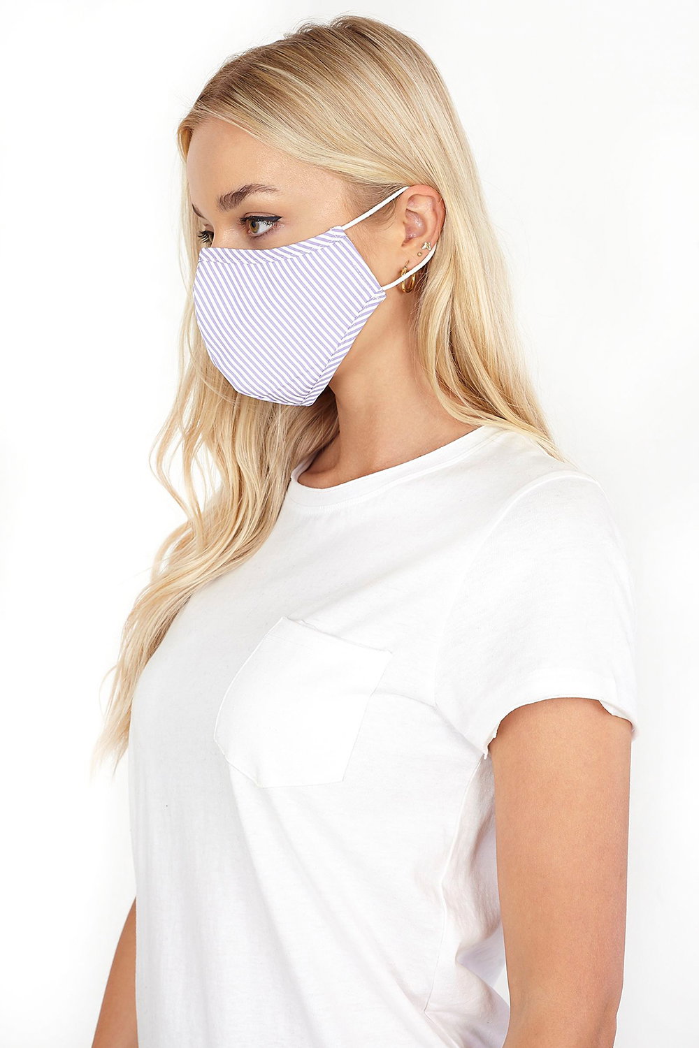 Stripe Print Fast Drying Fashion Face Mask in Lilac - Roman Originals UK