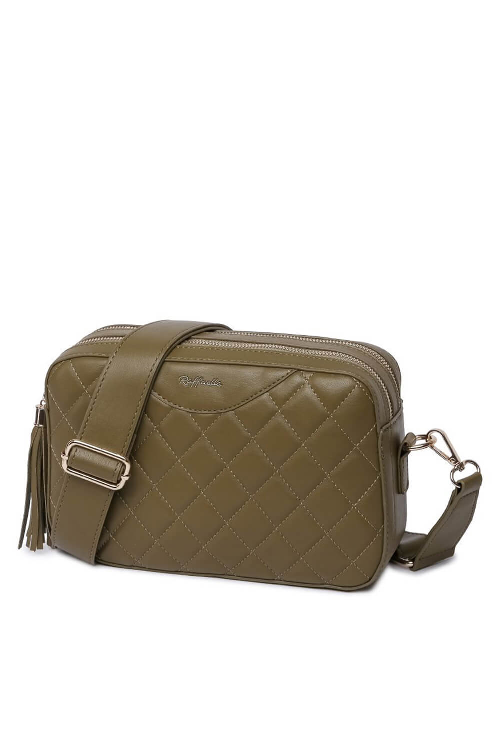 Khaki Quilted Cross Body Camera Bag | Roman UK