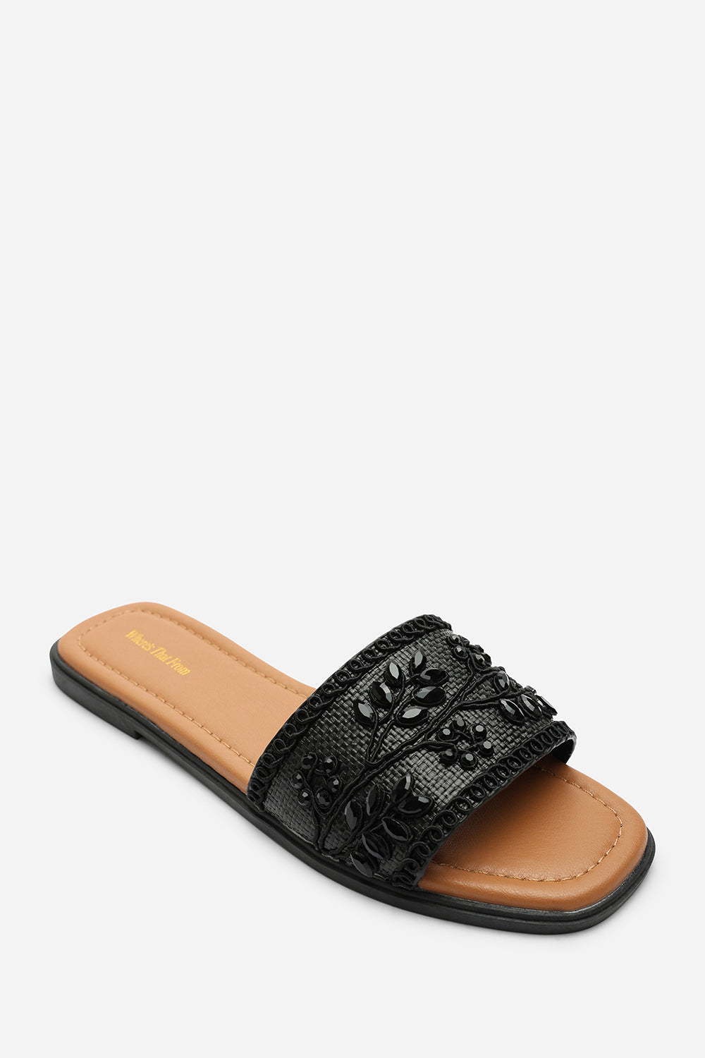 Karter Embellished Canvas Slide On Sandals