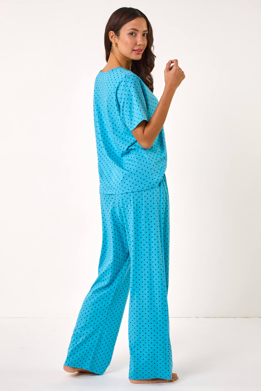 Teal Spot Print Pyjama Set | Roman UK