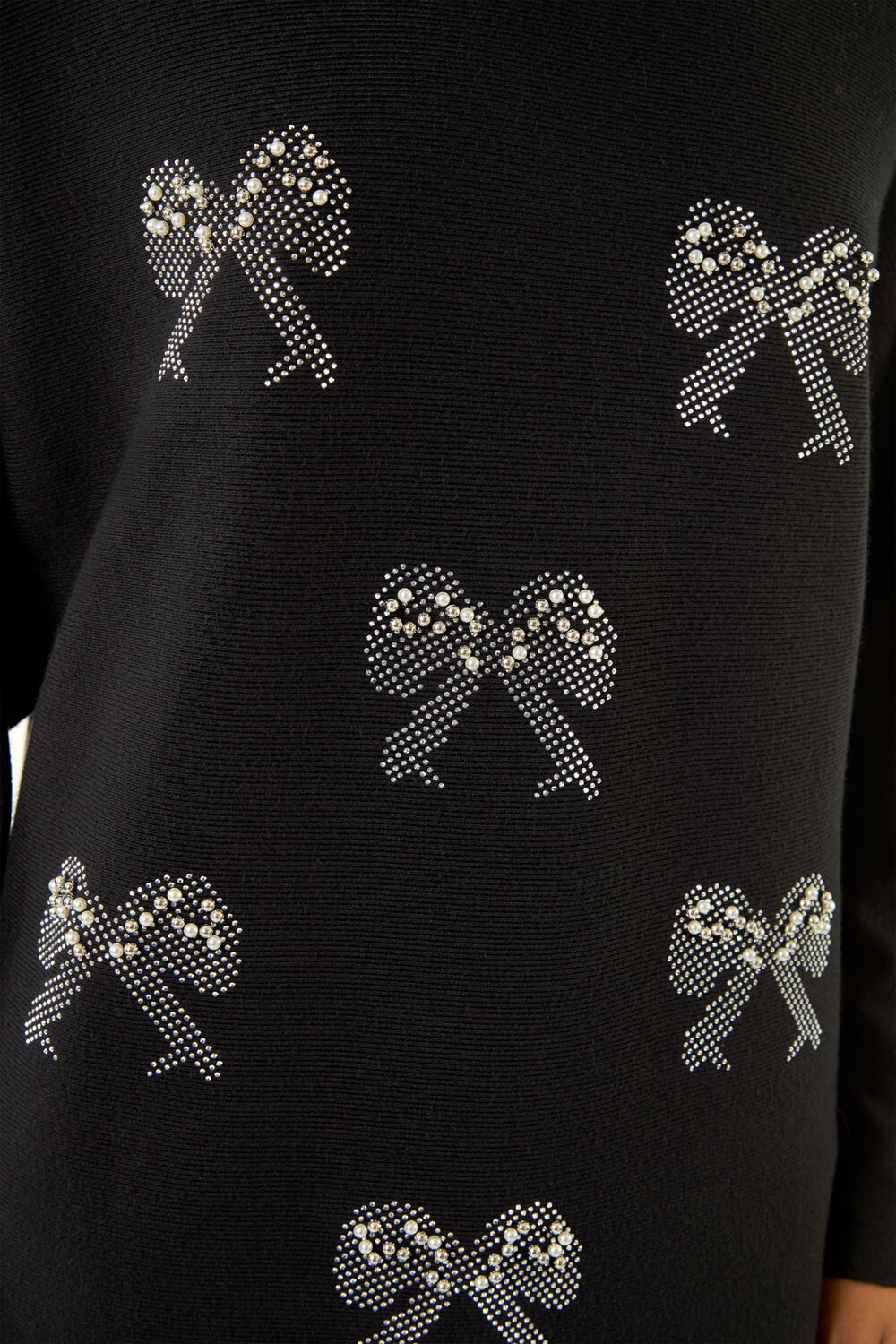 Black Sequin Bow Knit Jumper | Roman UK
