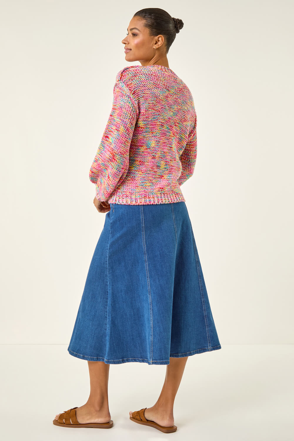 Pink Textured Space Dye Knit Jumper | Roman UK
