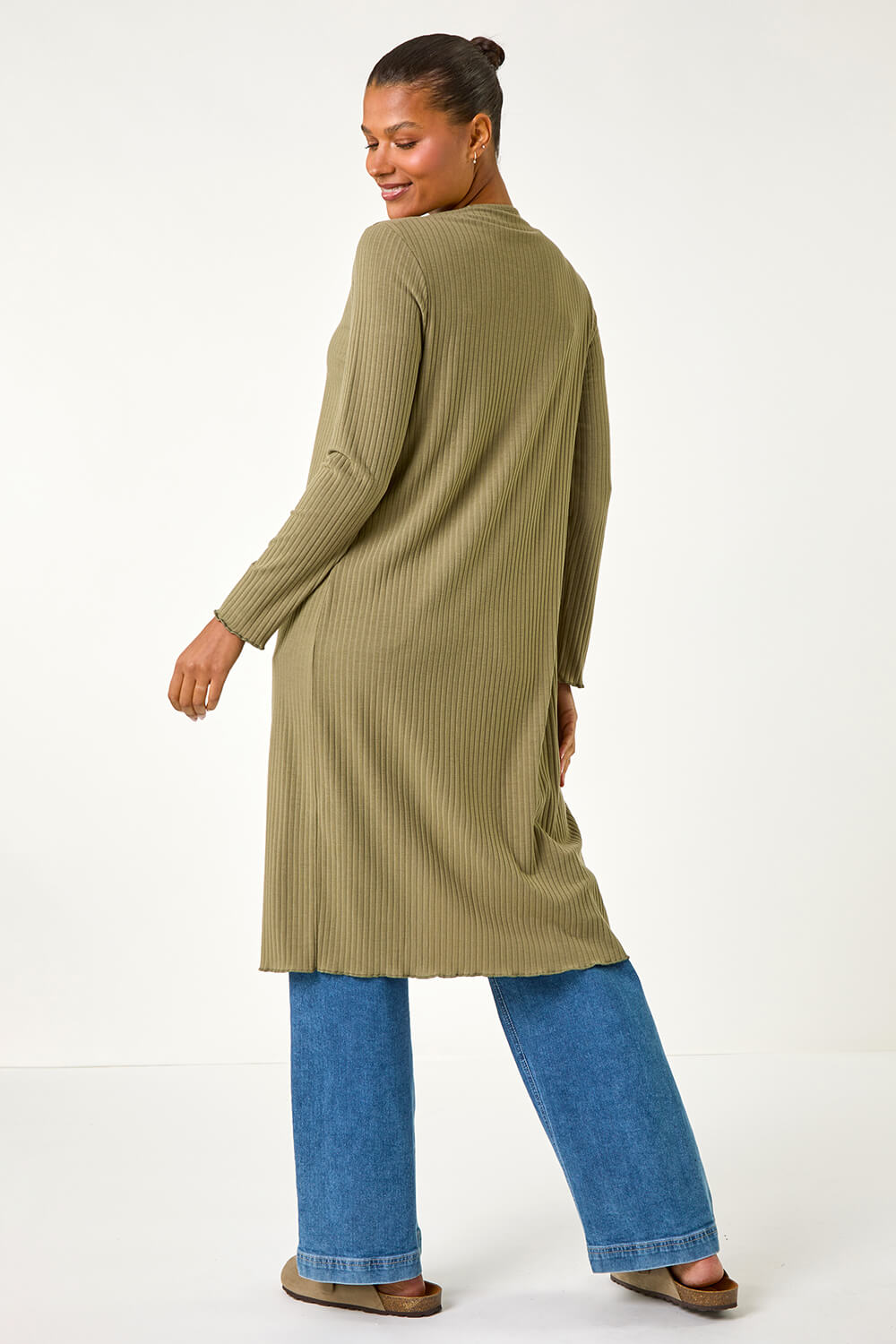 Khaki Longline Snit Cardigan | Roman UK