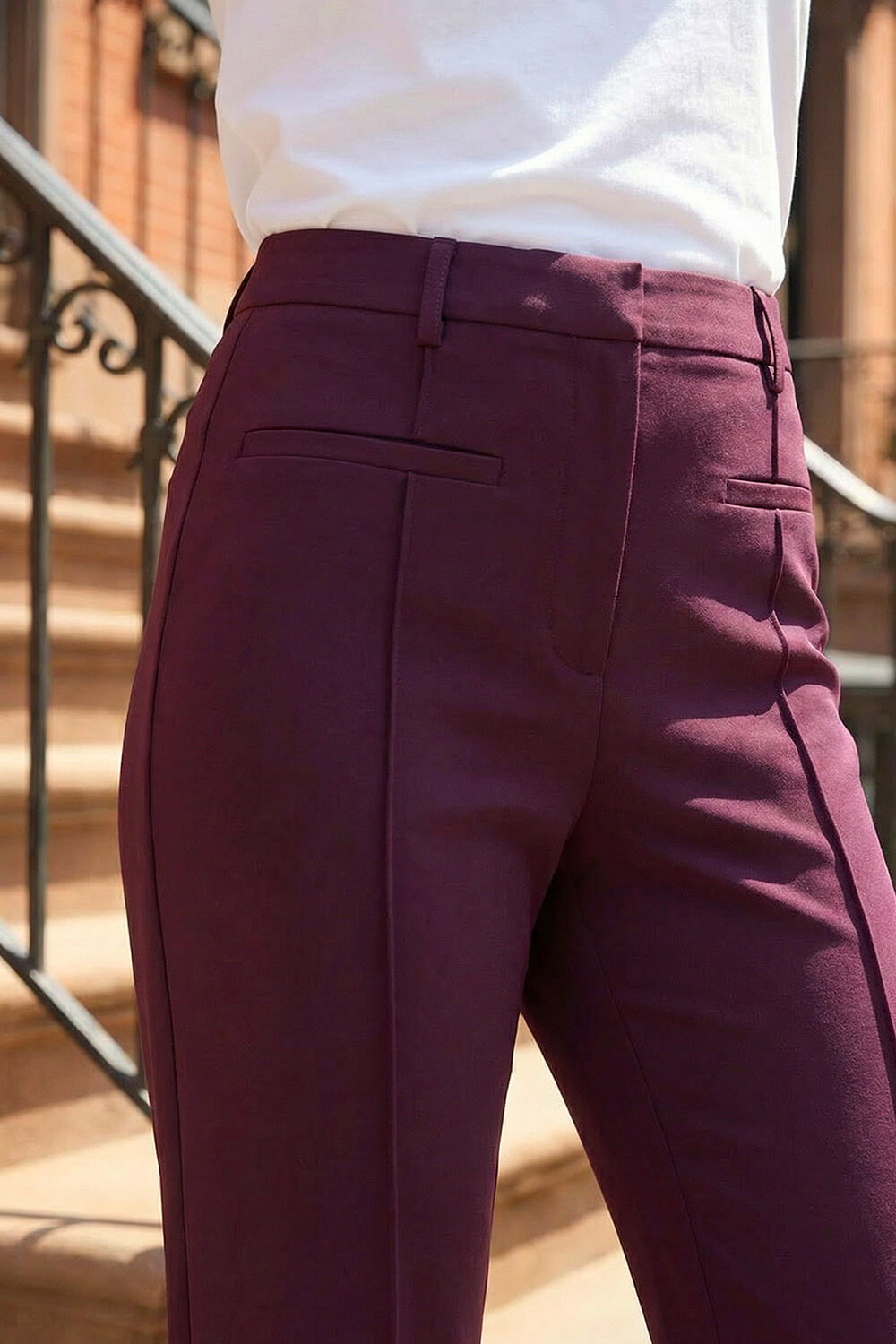 Wine Jet Pocket Bootleg Trousers | Roman UK