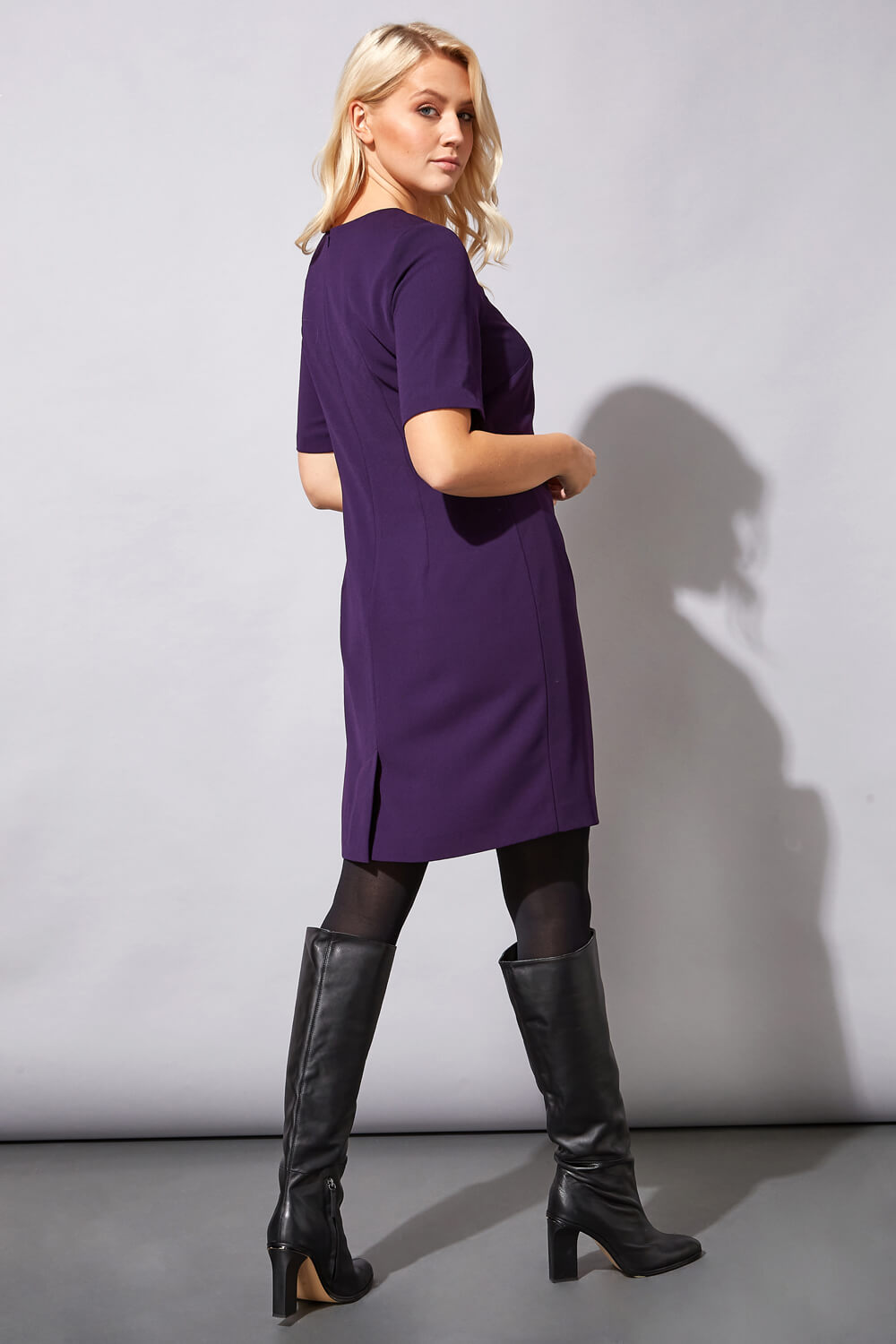 Smart Rochette Shift Dress in Plum - Roman Originals UK