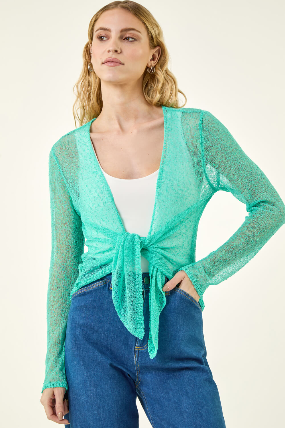 Light Blue Light Knitted Shrug | Roman UK