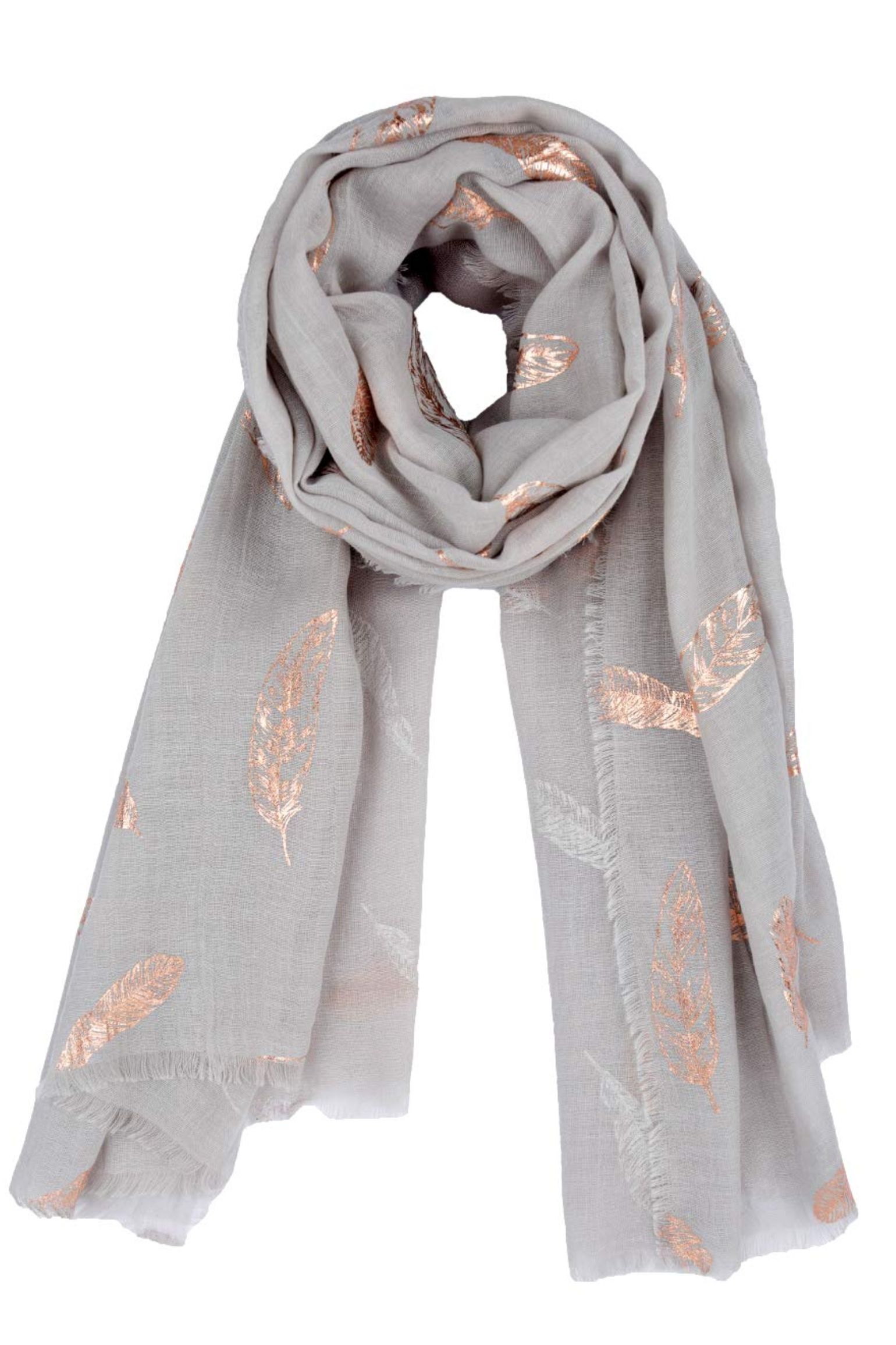 Rose Gold Foil Feather Lightweight Scarf