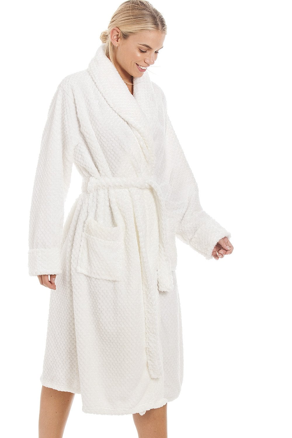 Supersoft Honeycomb Textured Shawl Collar Bathrobe