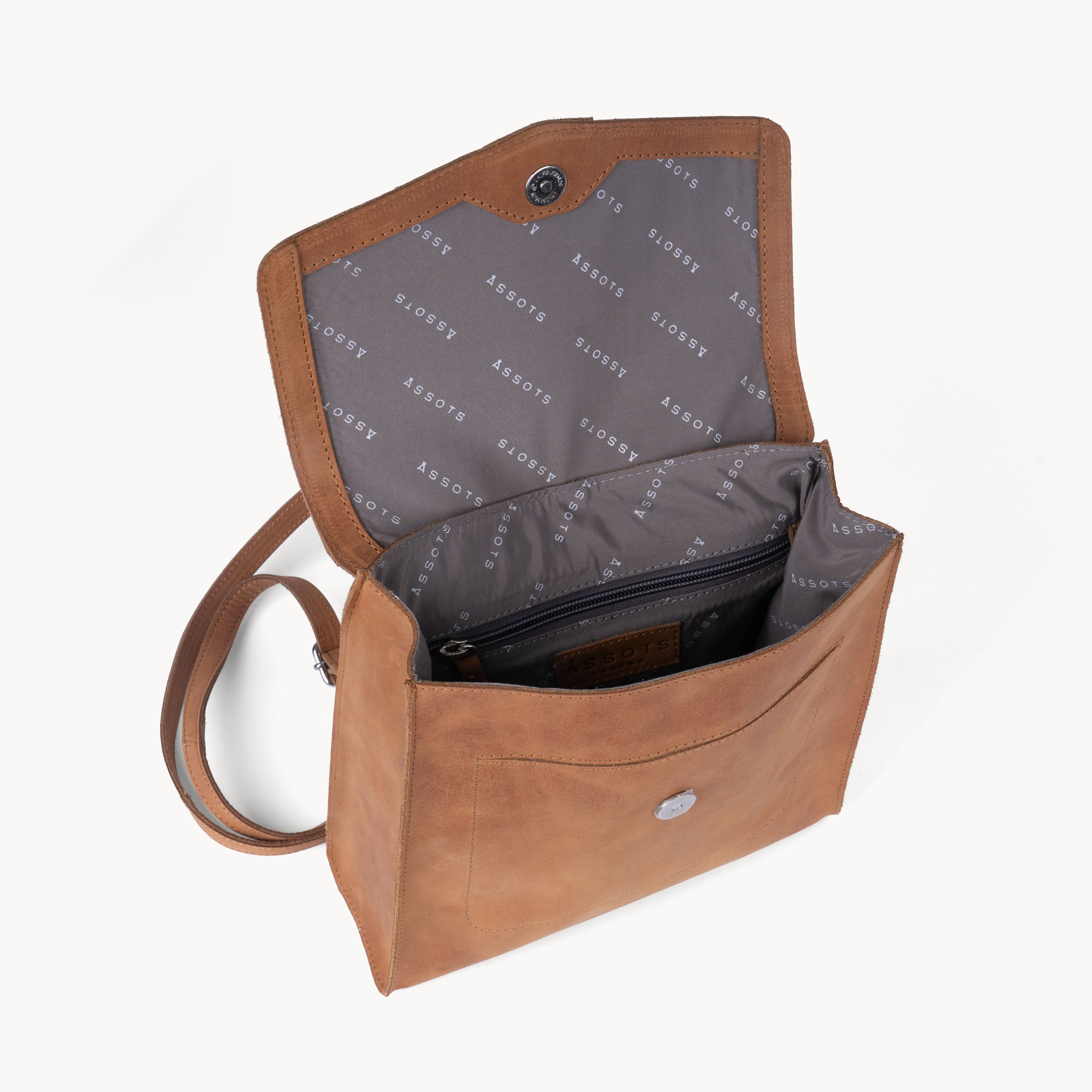 'MARGARET' Distressed Vintage Real Leather Flap Over Backpack