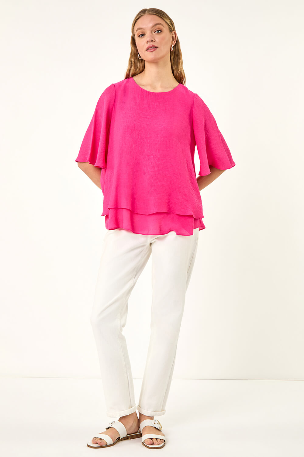 Cerise Double Layered Tunic Top | Roman UK