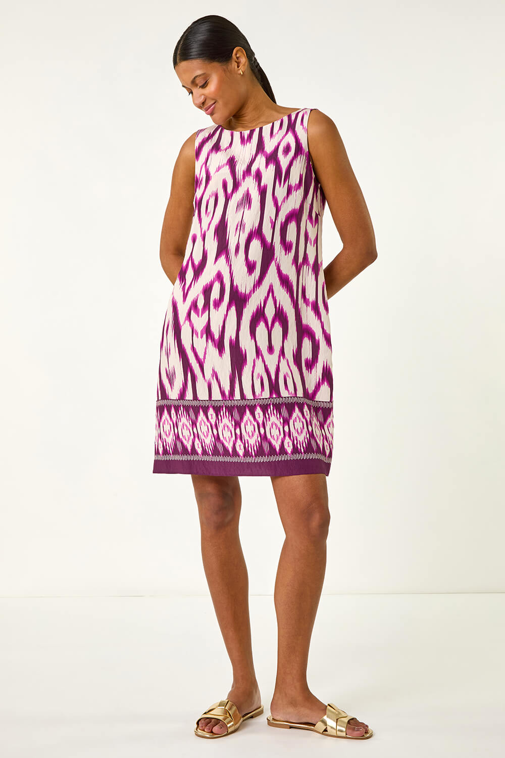 Purple Aztec Border Shift Dress | Roman UK