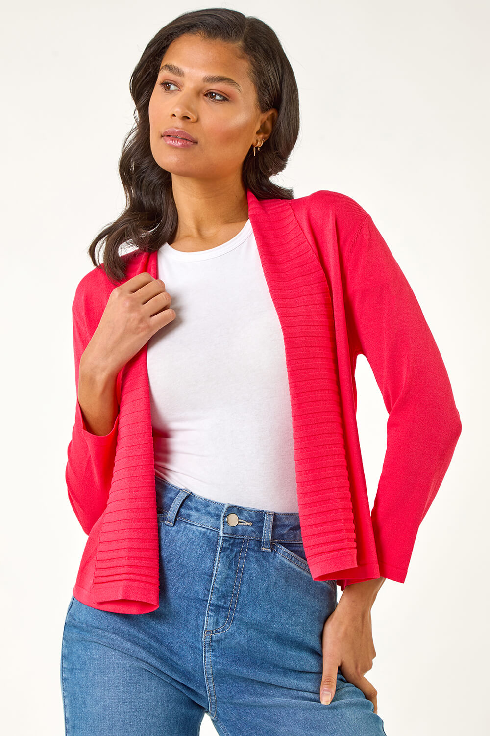 Red Ribbed Detail Shrug | Roman UK