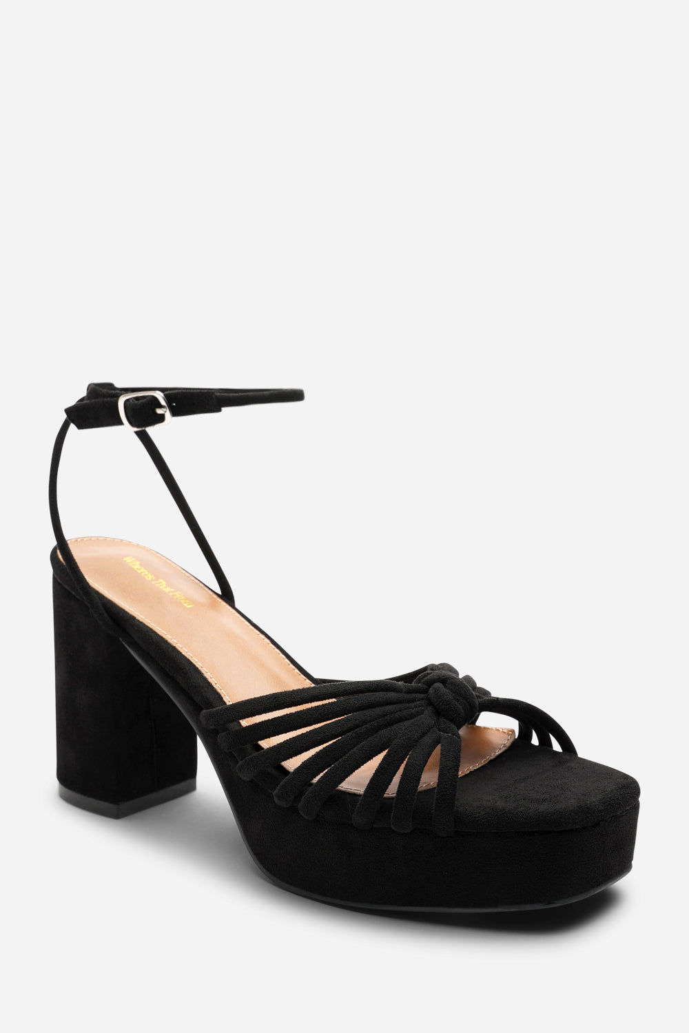 'Delphine' Suede Platform Heels with Twisted Knot Straps