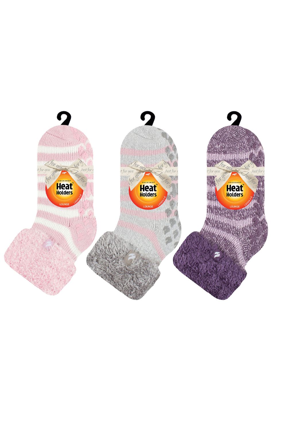 Ladies 3 Pair Multipack Fluffy Fleece Slipper Bed Socks with Non Slip Grips