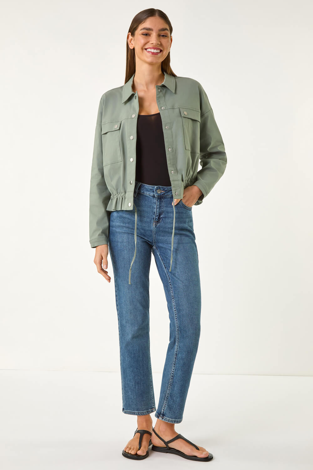 Khaki Utility Collared Pocket Jacket | Roman UK