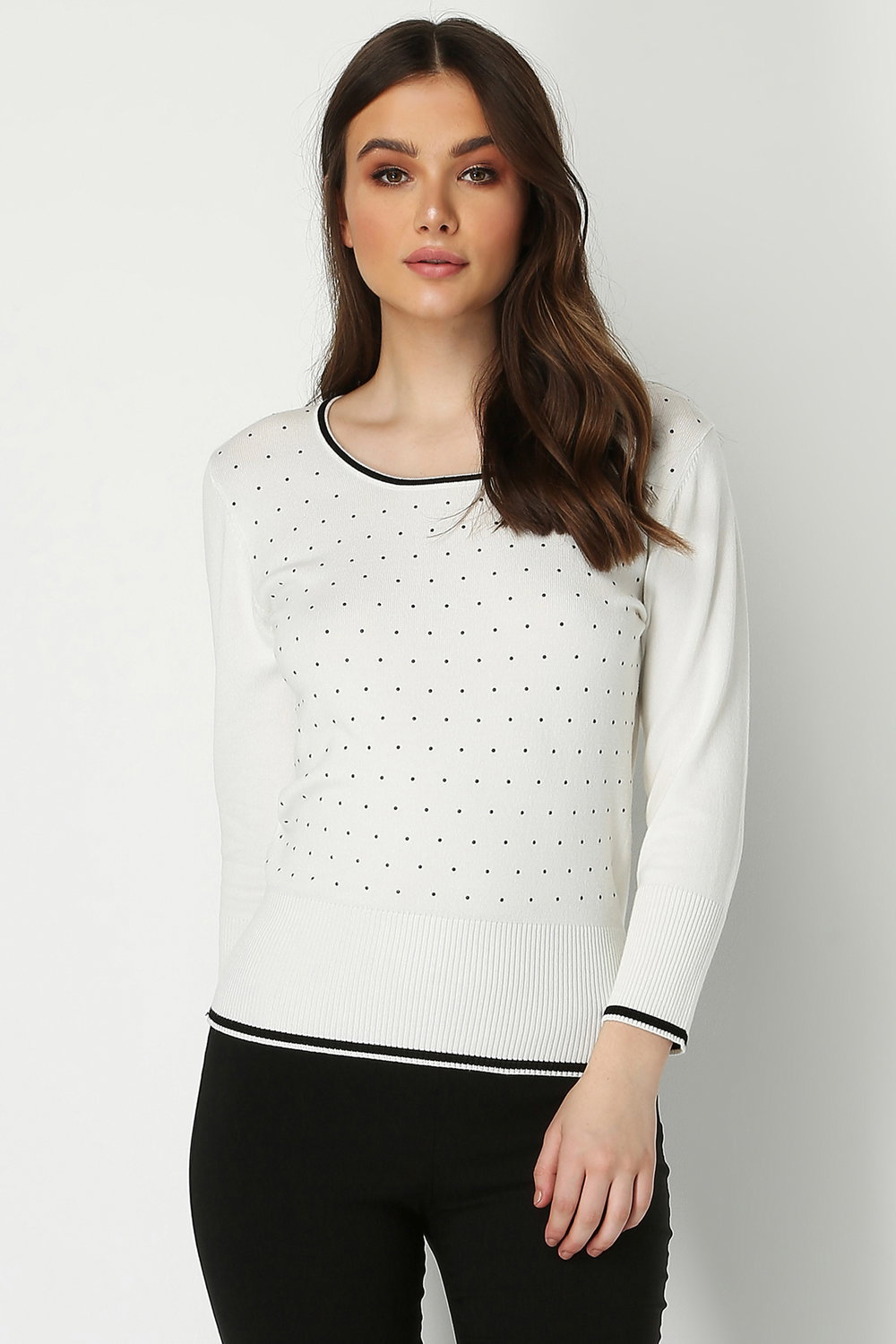 Spot Detail Jumper in White - Roman Originals UK