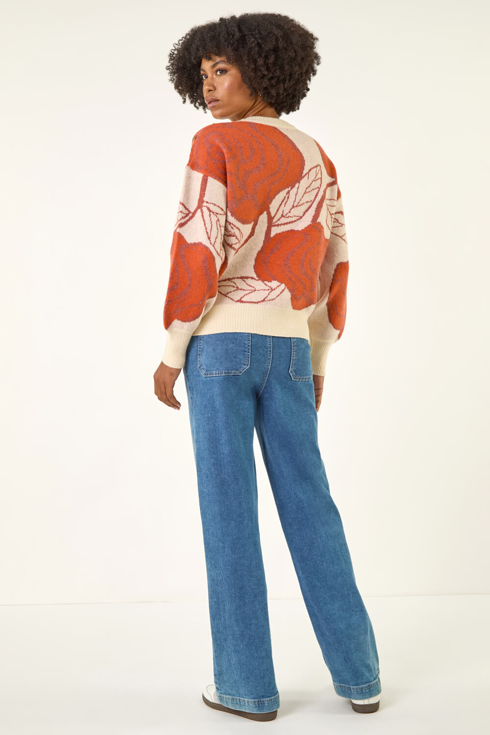 Ivory Sparkly Floral Knit Jumper | Roman UK