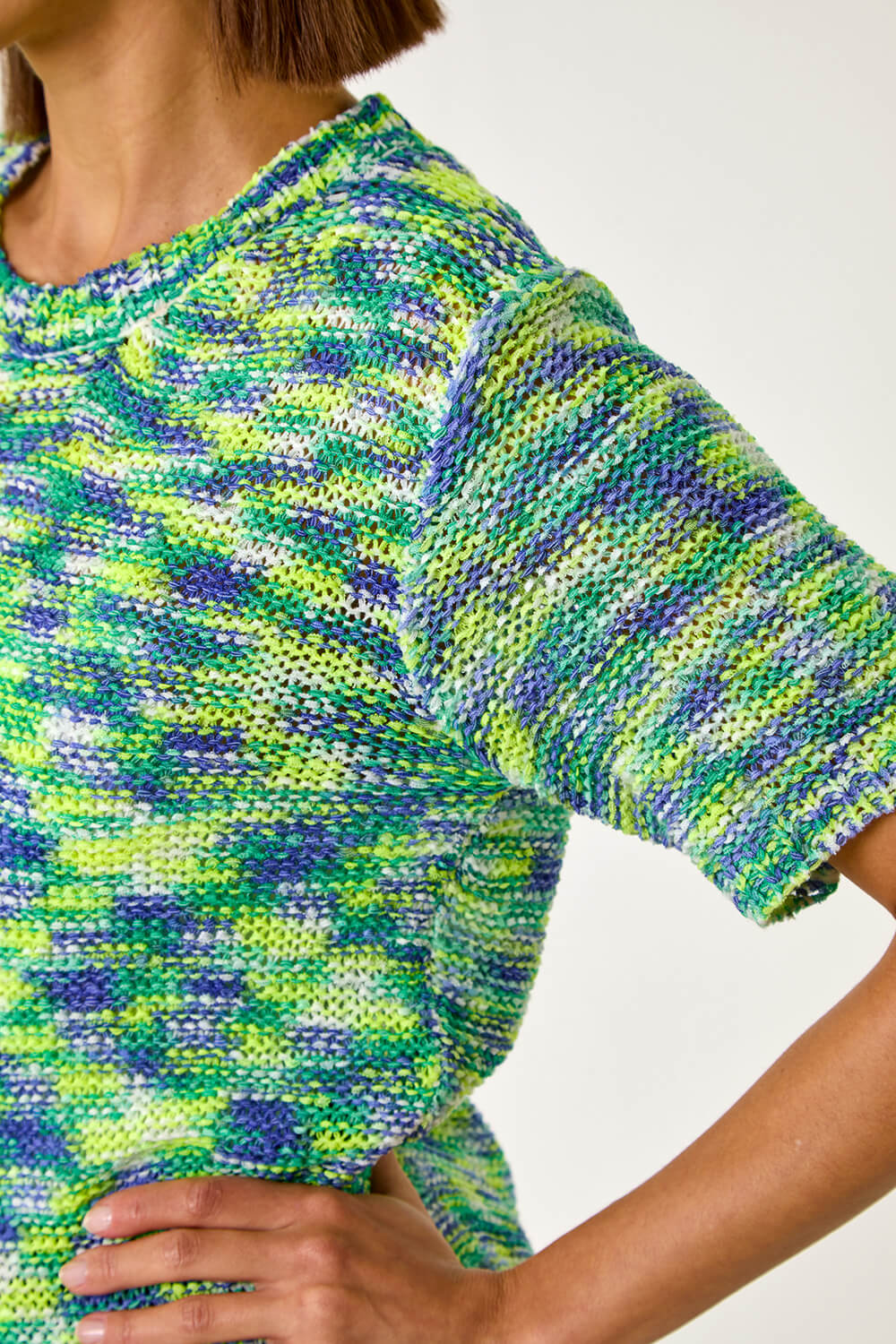 Blue Spacedye Knit Top | Roman UK