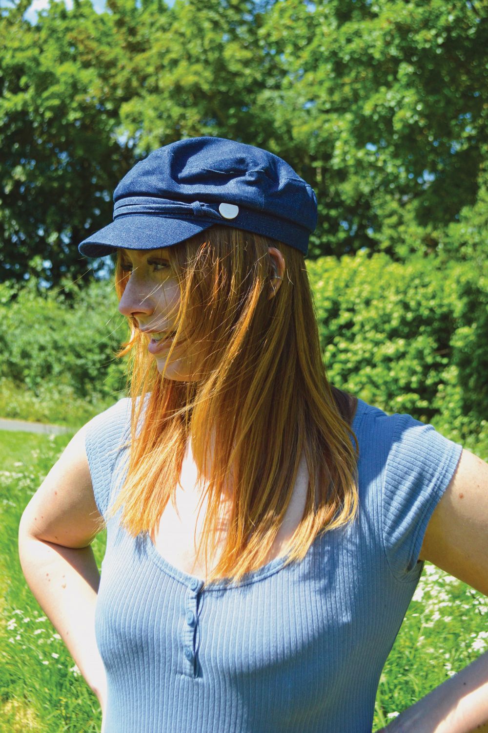 Ladies Cotton Peaked Denim Baker Boy Hat