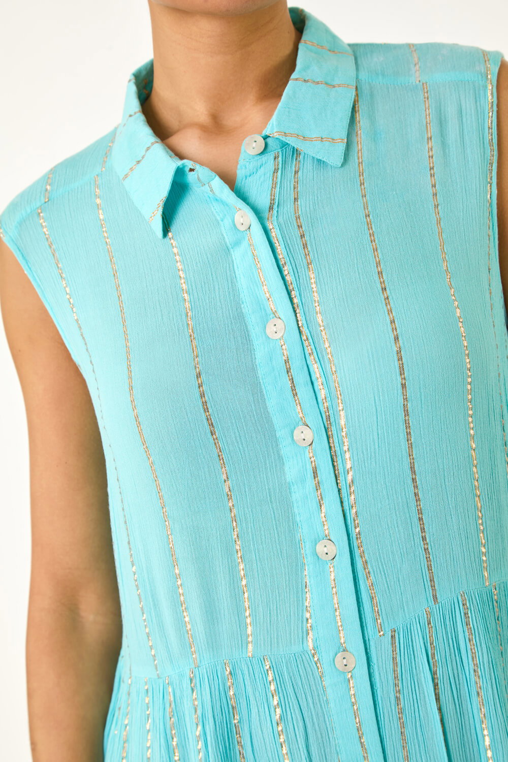 Blue Shimmer Buttoned Shirt Dress | Roman UK