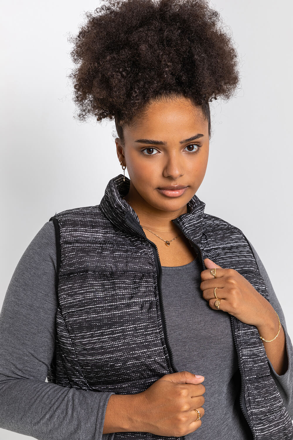 Curve Padded Gilet Jacket in Charcoal - Roman Originals UK