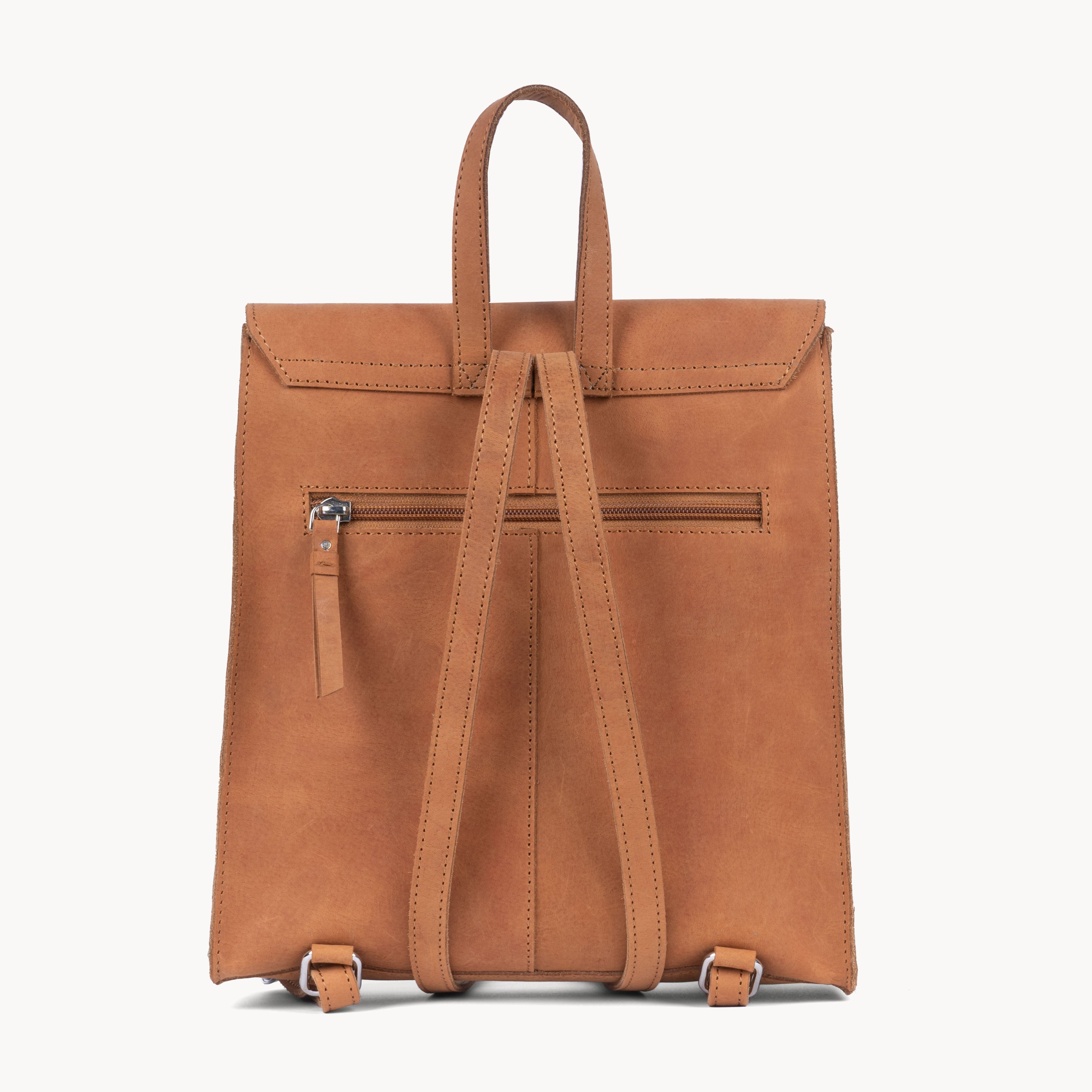 'MARGARET' Distressed Vintage Real Leather Flap Over Backpack