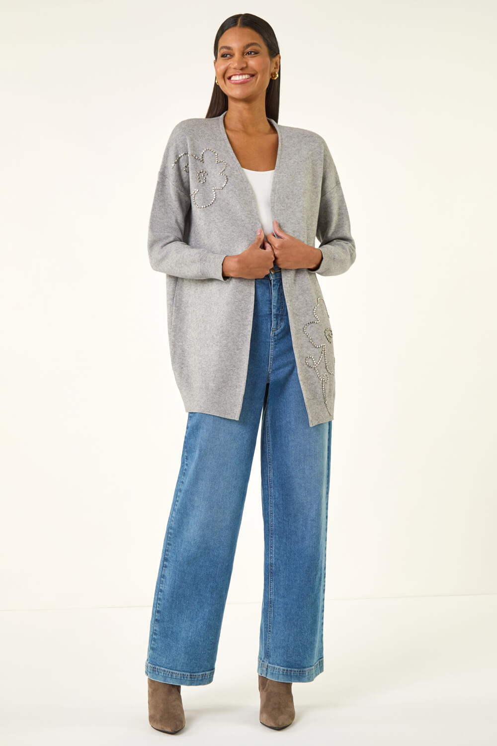 Floral Embellished Knit Cardigan