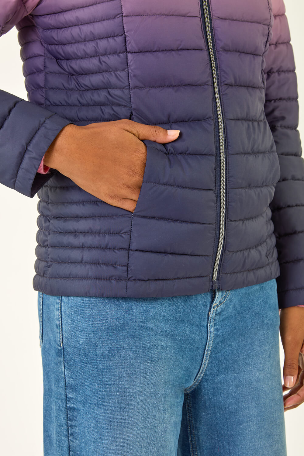 Purple Ombre Funnel Neck Padded Coat | Roman UK