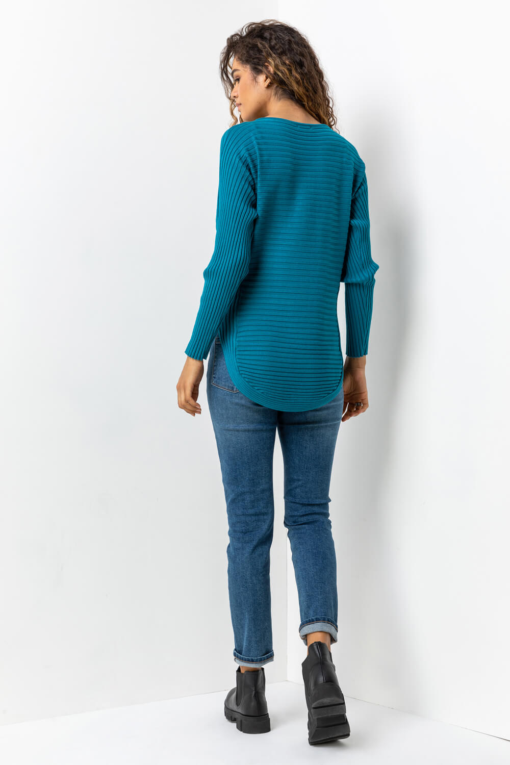 Zip Front Textured Top in Turquoise - Roman Originals UK
