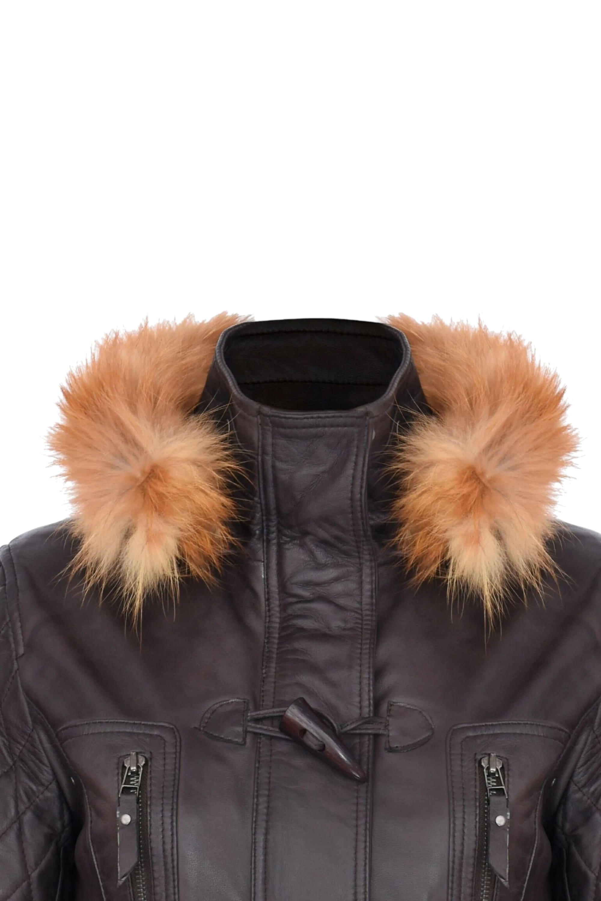 Lamb Leather Parka Fur Hood Jacket