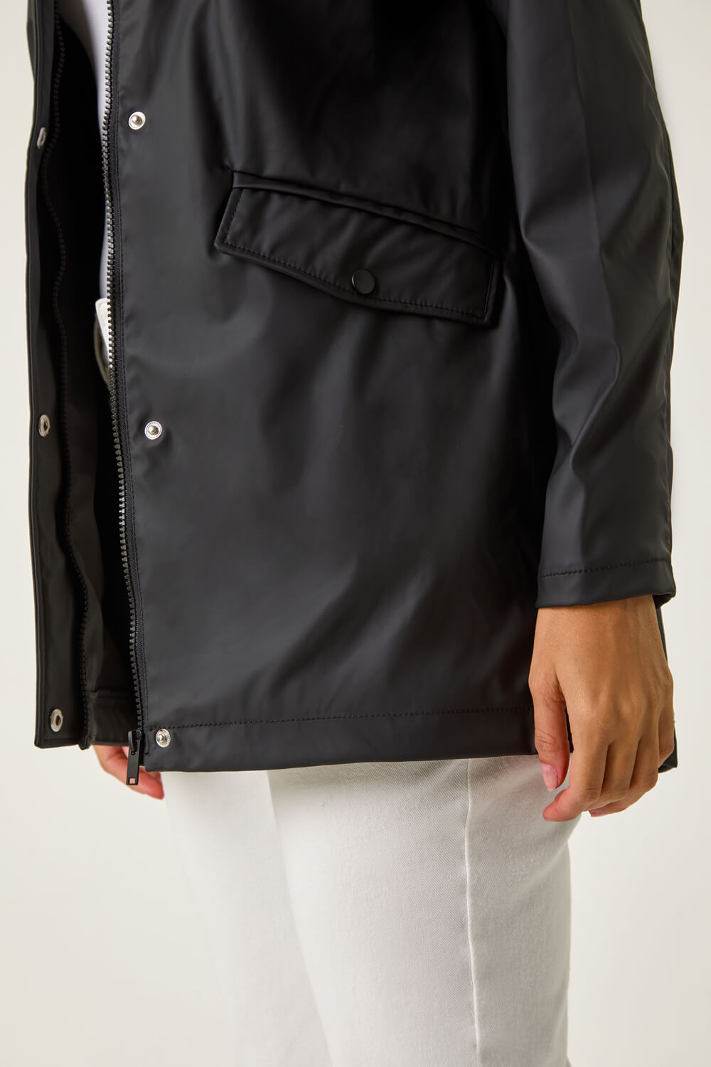 Black Rain Resistant Hooded Jacket | Roman UK