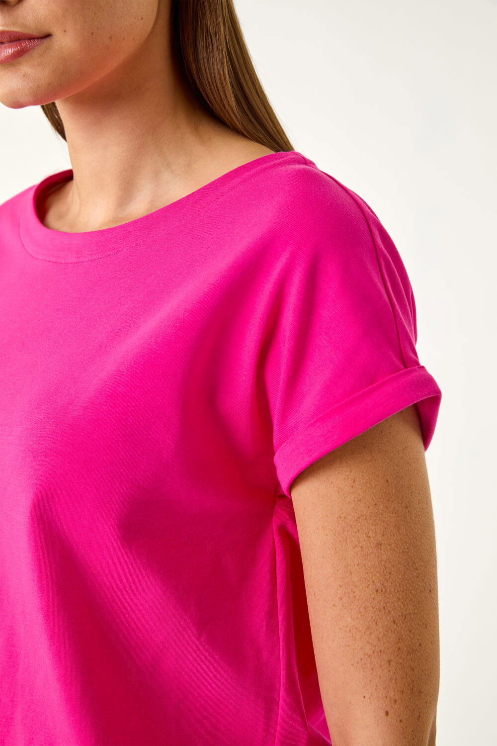 Pink Stretch Cotton Jersey T-Shirt | Roman UK